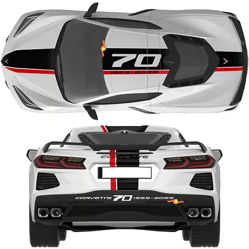 Kit de Chevrolet Corvette C8 Stingray Eray Z06 Modelos Capó Techo Rayas ...